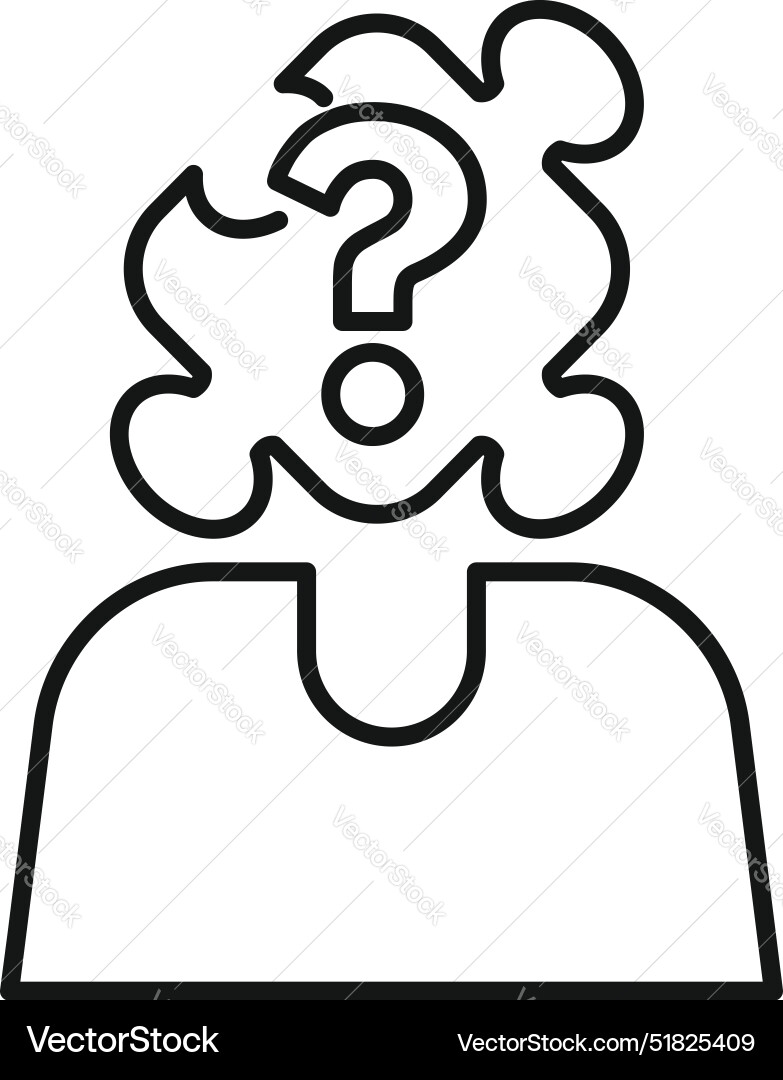 Person thinking with question mark inside jigsaw Vector Image