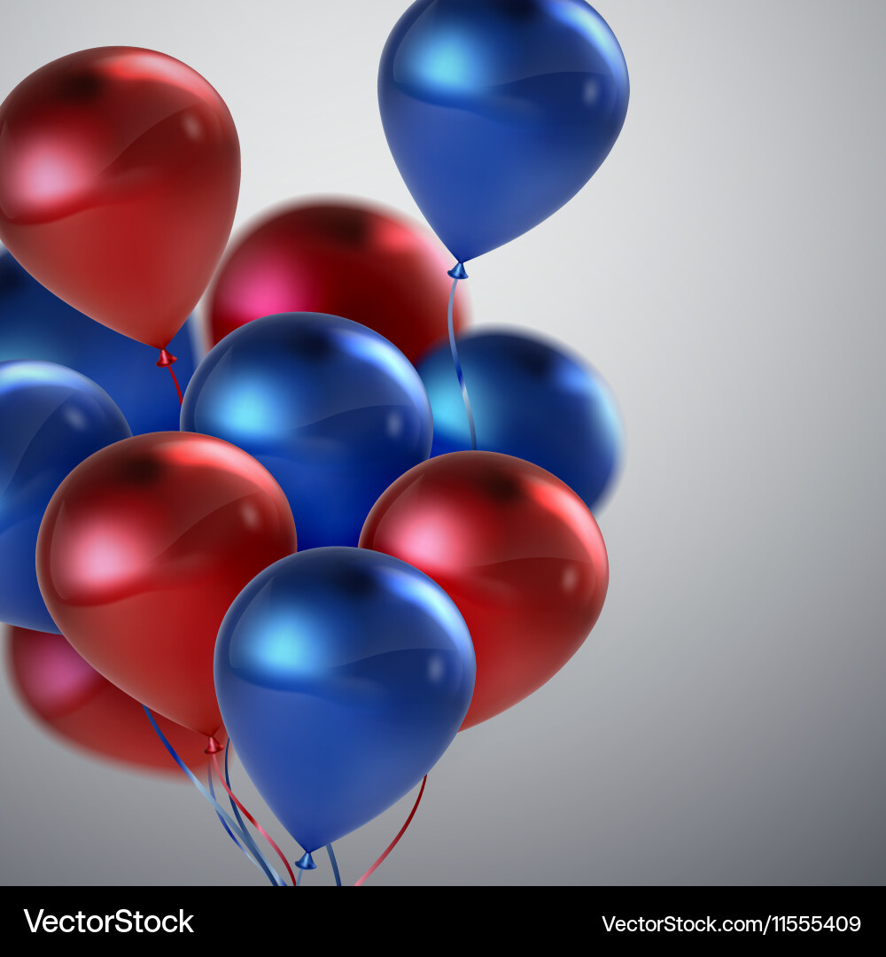 Red and blue balloon bunch Royalty Free Vector Image