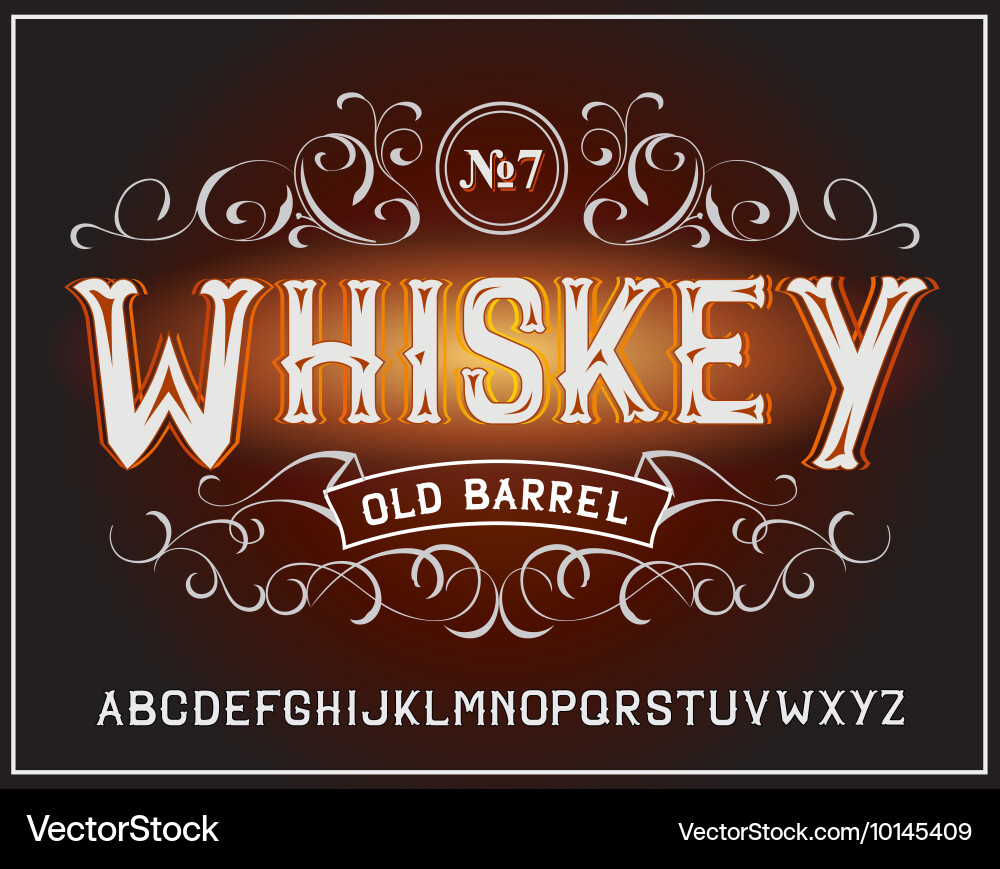 Vintage label font whiskey style Royalty Free Vector Image