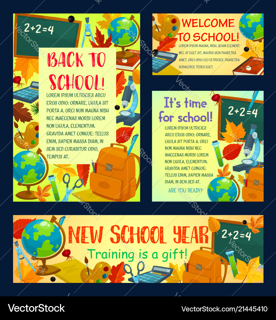 Zurück zur Schule Poster für Grußkartendesign Vektorbild