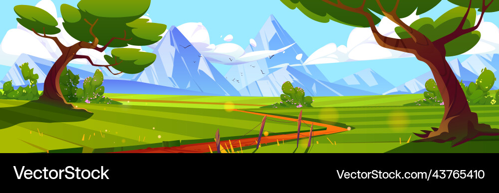 Cartoon nature landscape day time background Vector Image