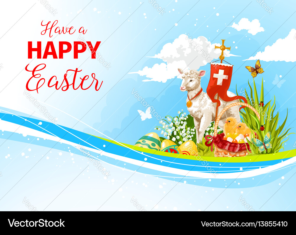 Easter greeting paschal passover lamb card Vector Image