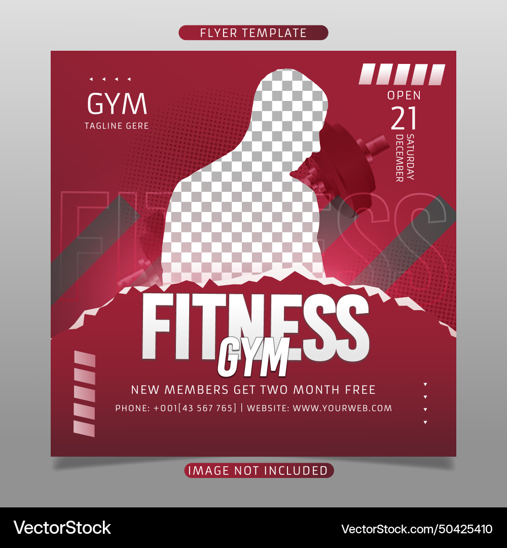 Fitness gym retro flyer template Royalty Free Vector Image