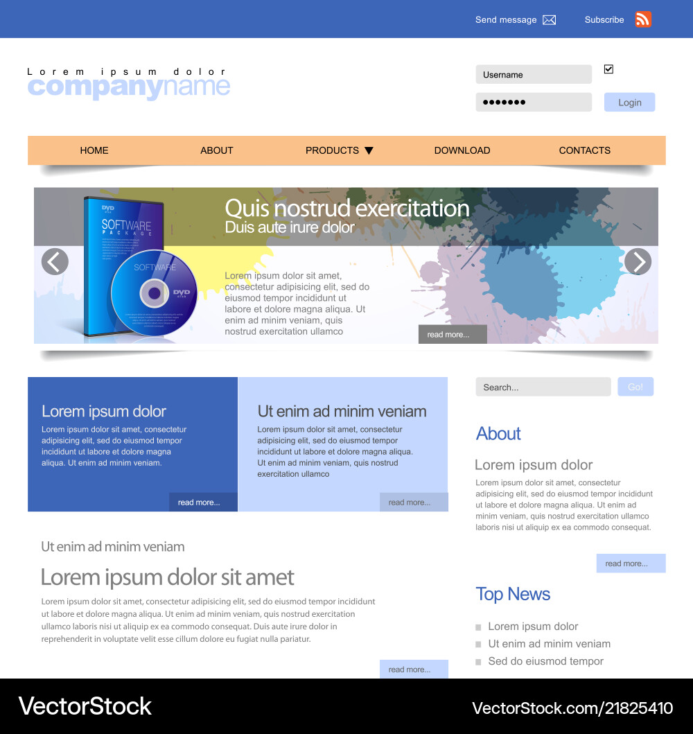Gray website template Royalty Free Vector Image