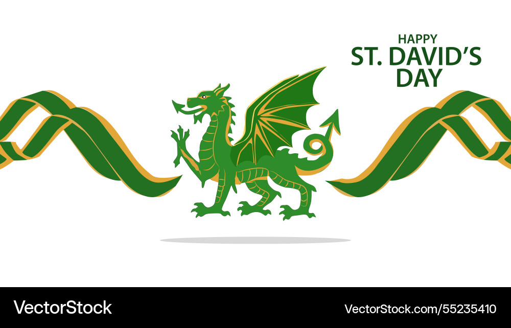Happy st davids day welsh dragon banner Royalty Free Vector