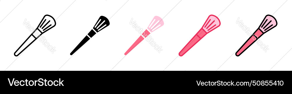 Makeup brush icon set cosmetic apply symbol Vector Image