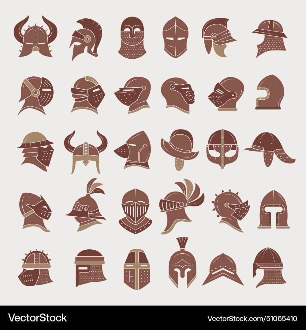 Medieval helmets head protection for ancient Vector Image