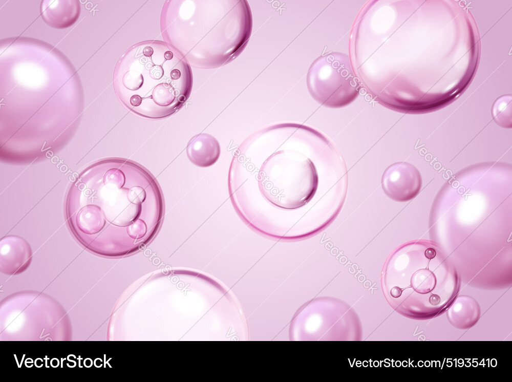 Pink background with 3d collagen cell pattern Vector Image