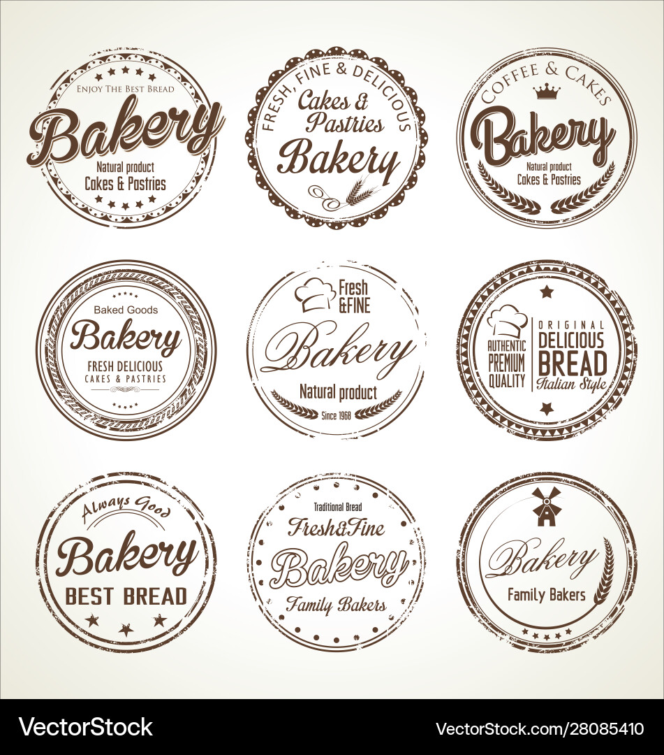 Retro Bakery Stamp Collection Royalty Free Vector Image