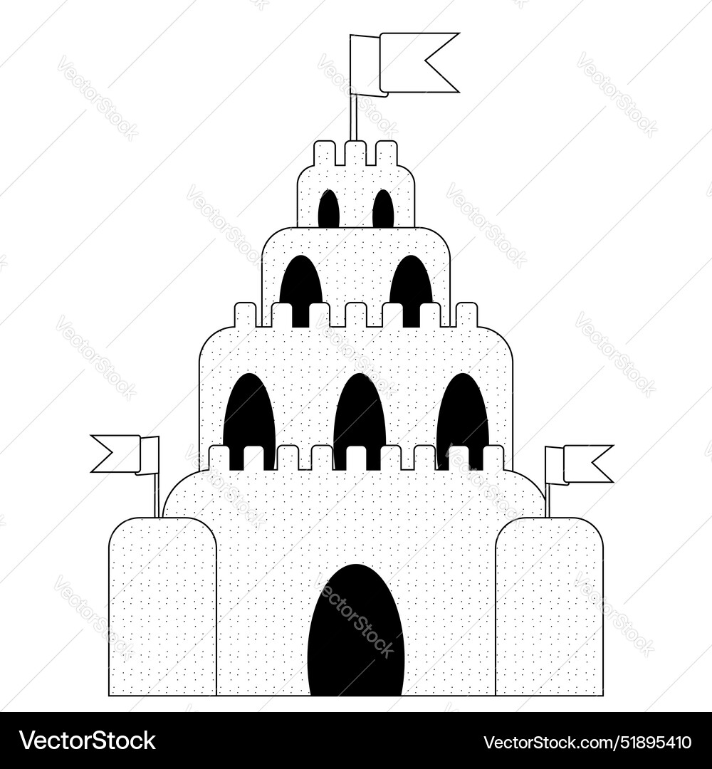 Sandcastle coloring page for kids Royalty Free Vector Image