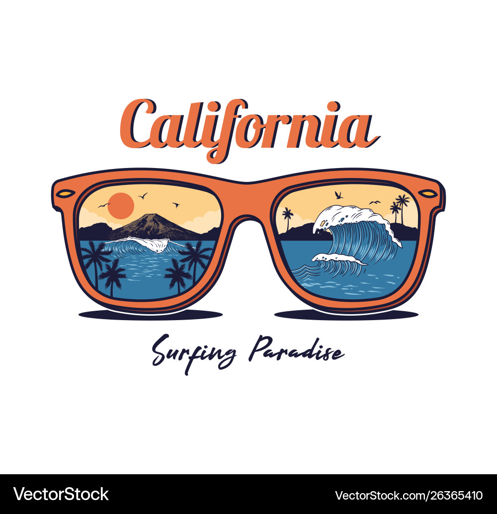 Sunglasses with summer ocean sea beach Royalty Free Vector