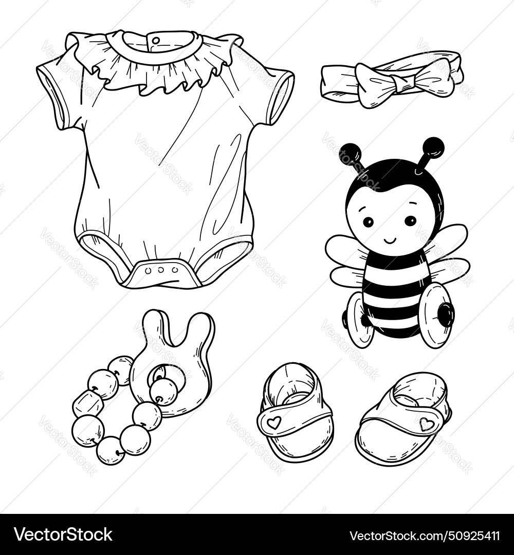 A set of children s items Royalty Free Vector Image