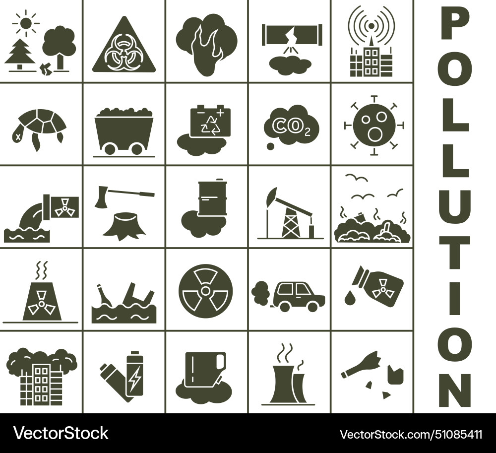 Environmental pollution icons causes Royalty Free Vector