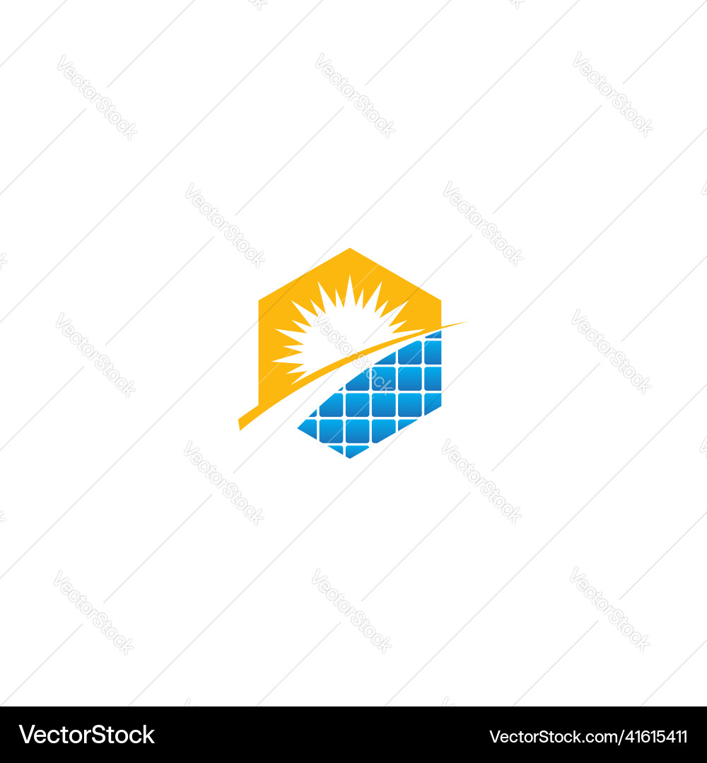 Hexagon solar panel tech logo Royalty Free Vector Image
