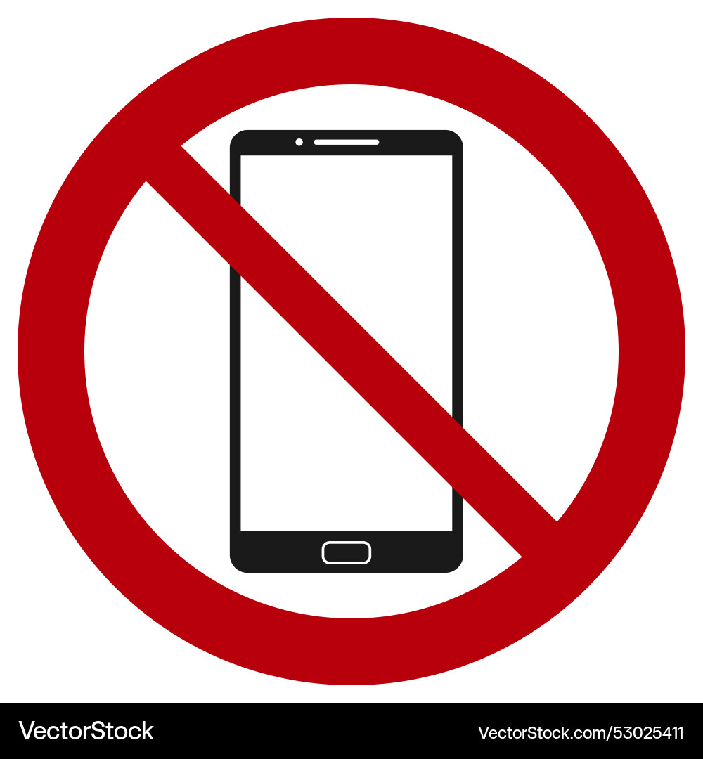No smart phone prohibition sign Royalty Free Vector Image