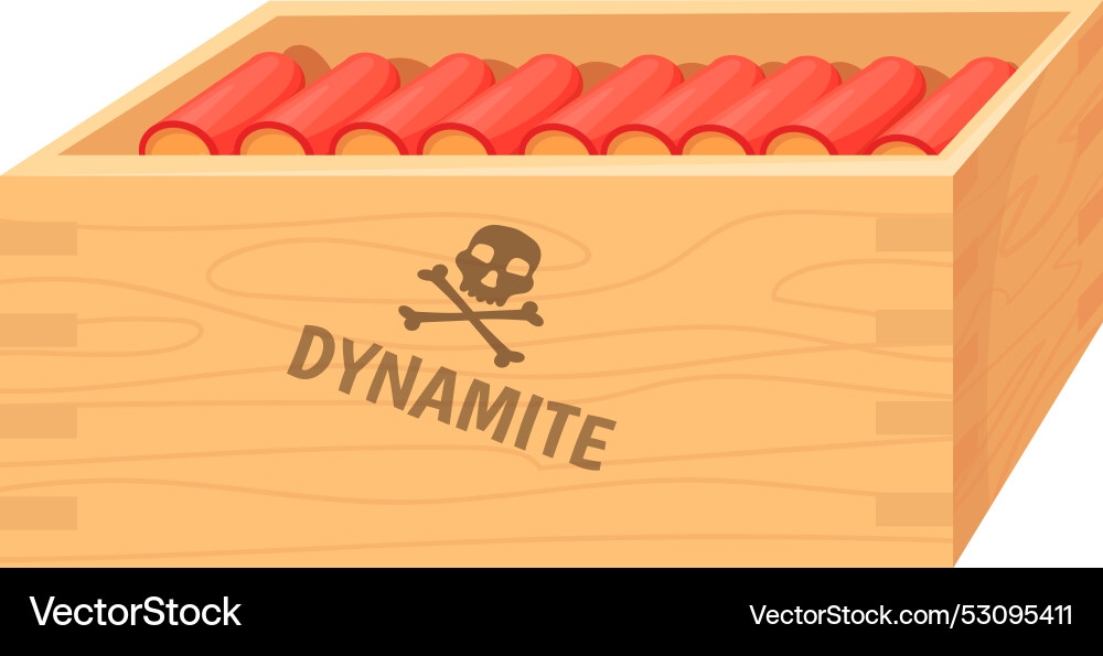 Wooden box with red dynamite mining explosive Vector Image