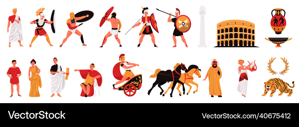 Ancient roman set Royalty Free Vector Image - VectorStock