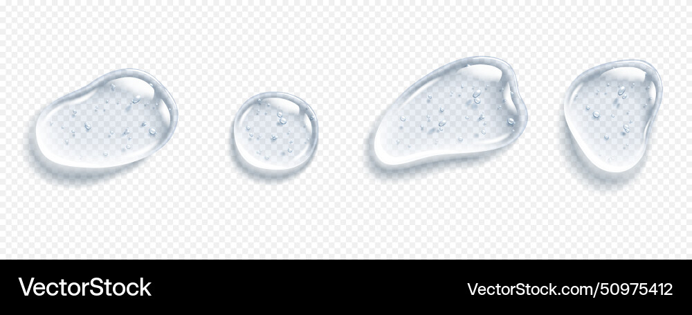 Collagen gel clear drops realistic set Royalty Free Vector