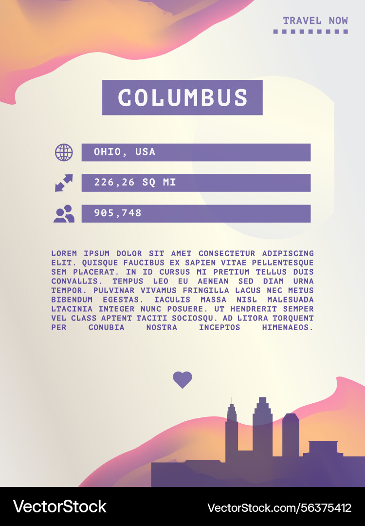 Columbus ohio infographics brochure layout guide Vector Image