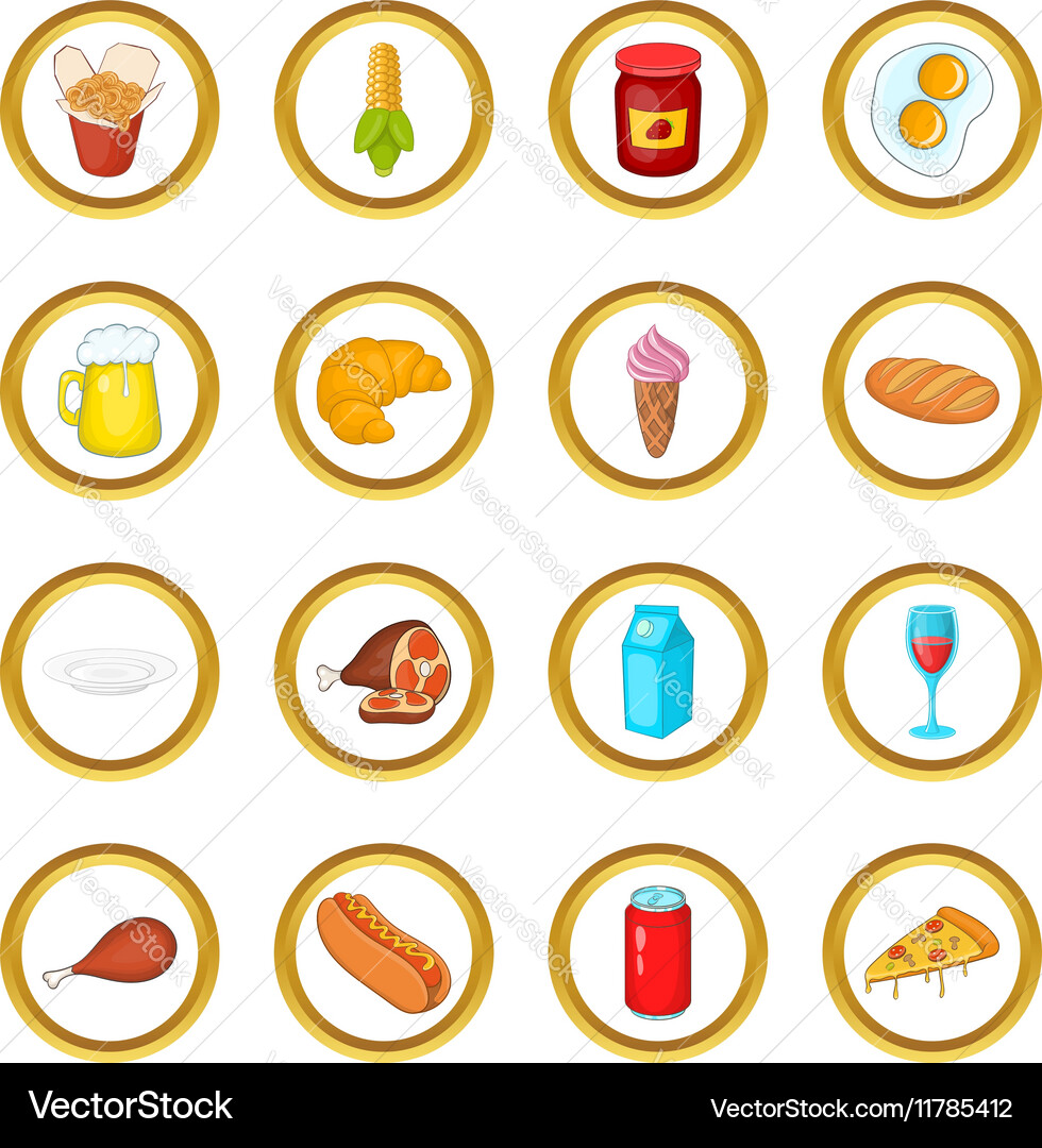 Food set cartoon style Royalty Free Vector Image