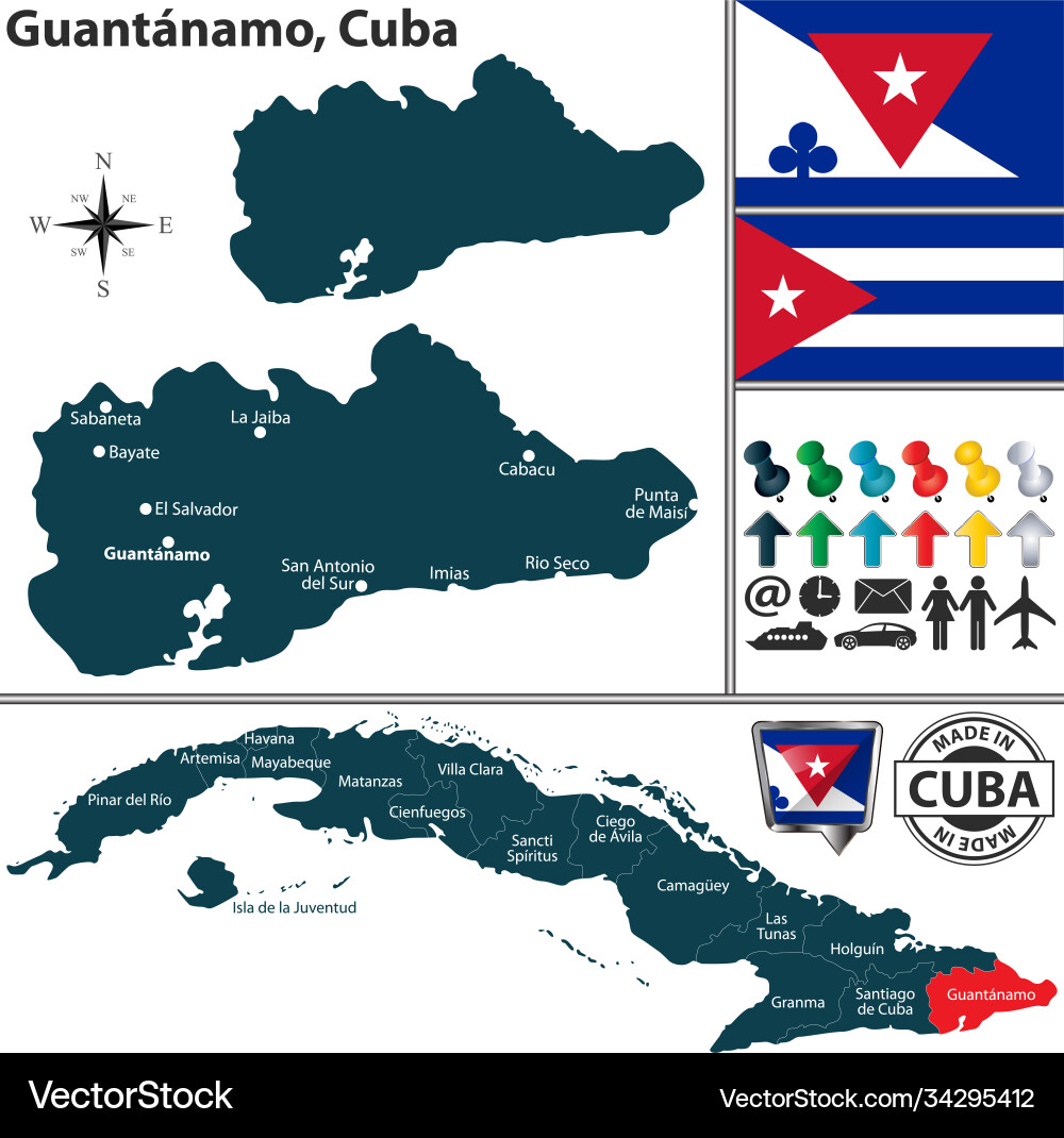 Map guantanamo cuba Royalty Free Vector Image - VectorStock