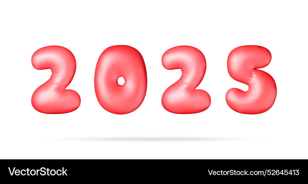 3d red balloon 2025 new year symbol Royalty Free Vector