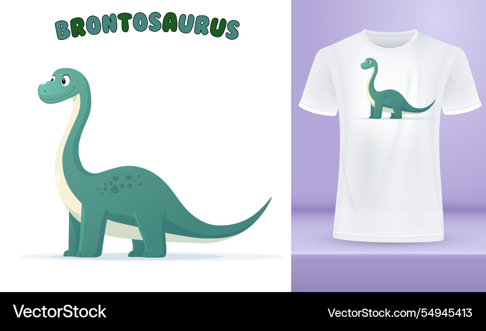 Brontosaurus cartoon dino character Royalty Free Vector
