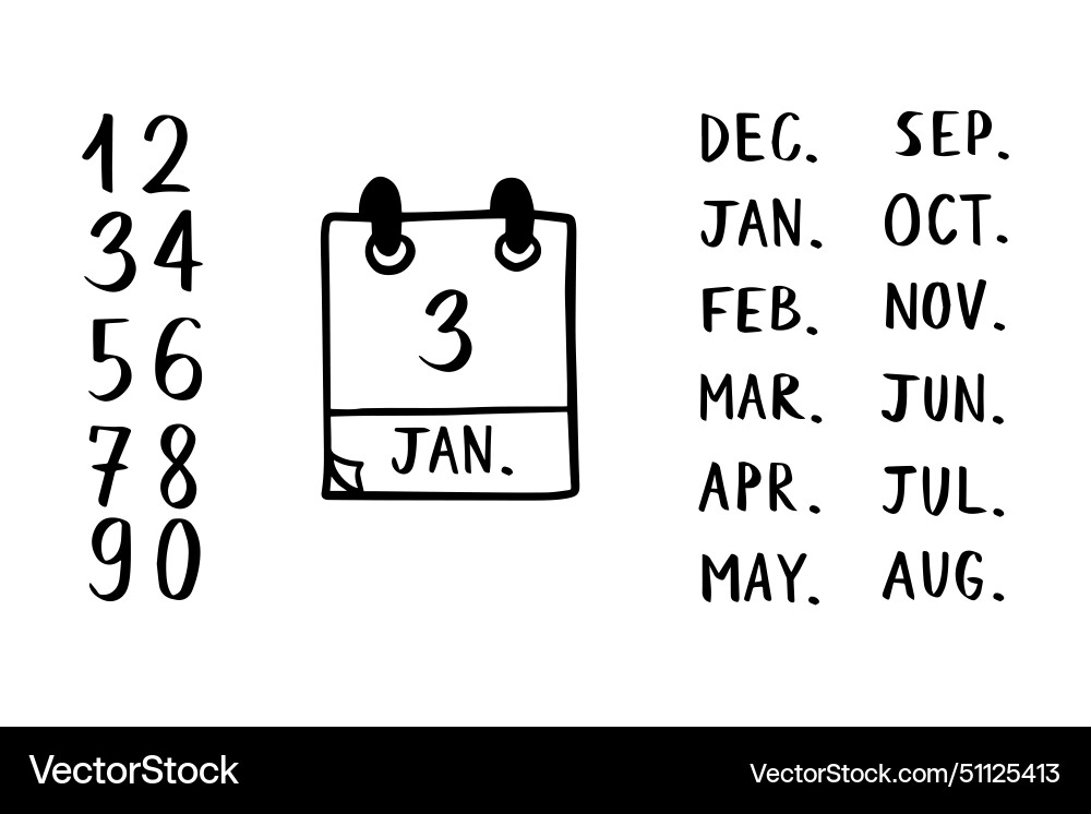 Calendar doodle schedule hand drawn sketch style Vector Image