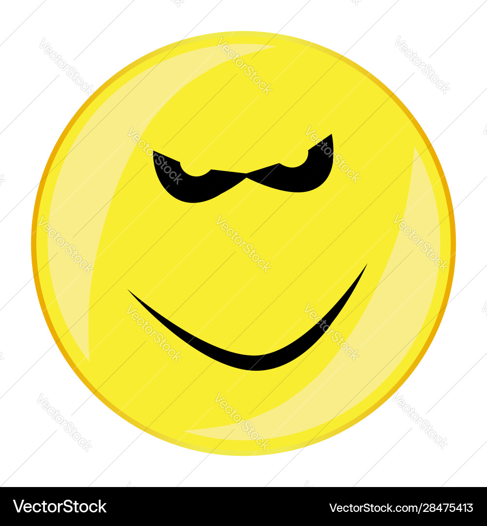 Evil smile face button isolated Royalty Free Vector Image
