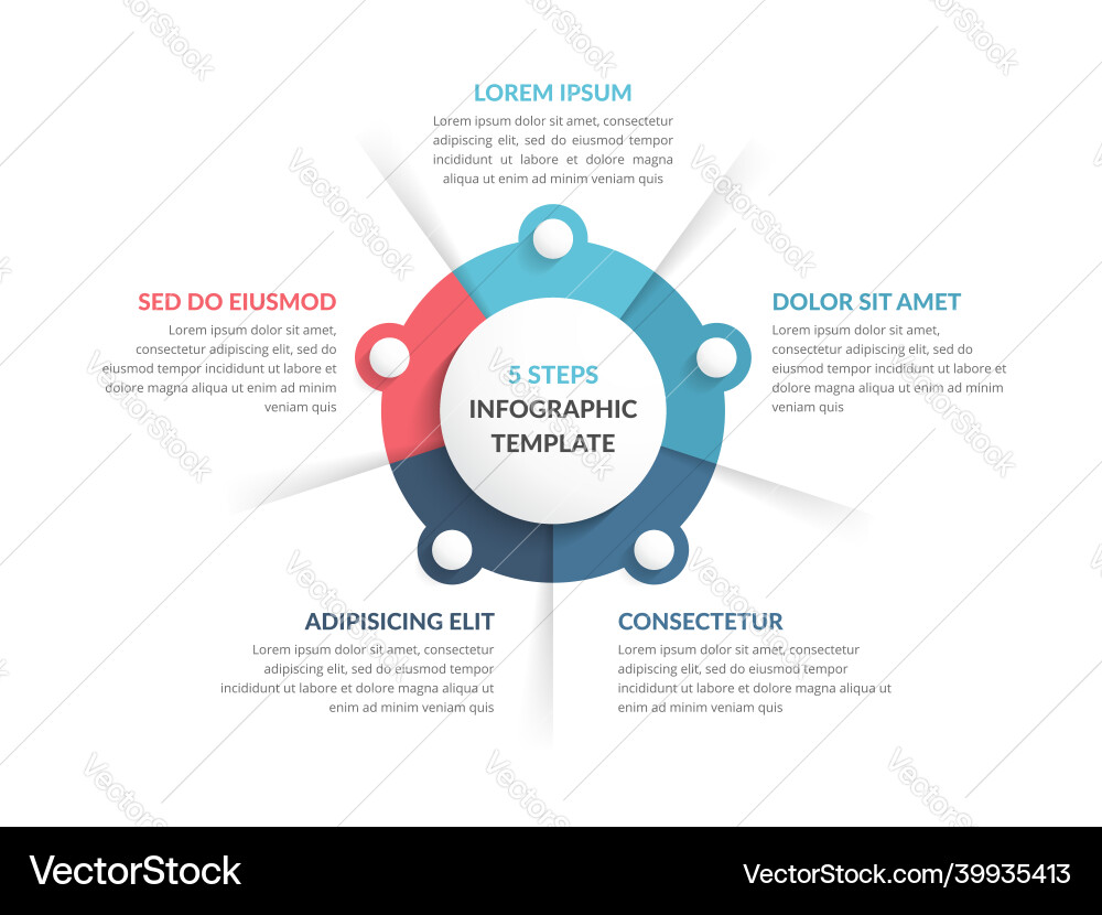 Five Step Circle Infographic Template Royalty Free Vector