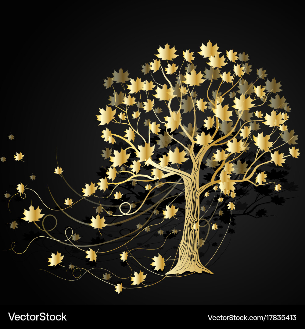 Gold maple tree Royalty Free Vector Image - VectorStock