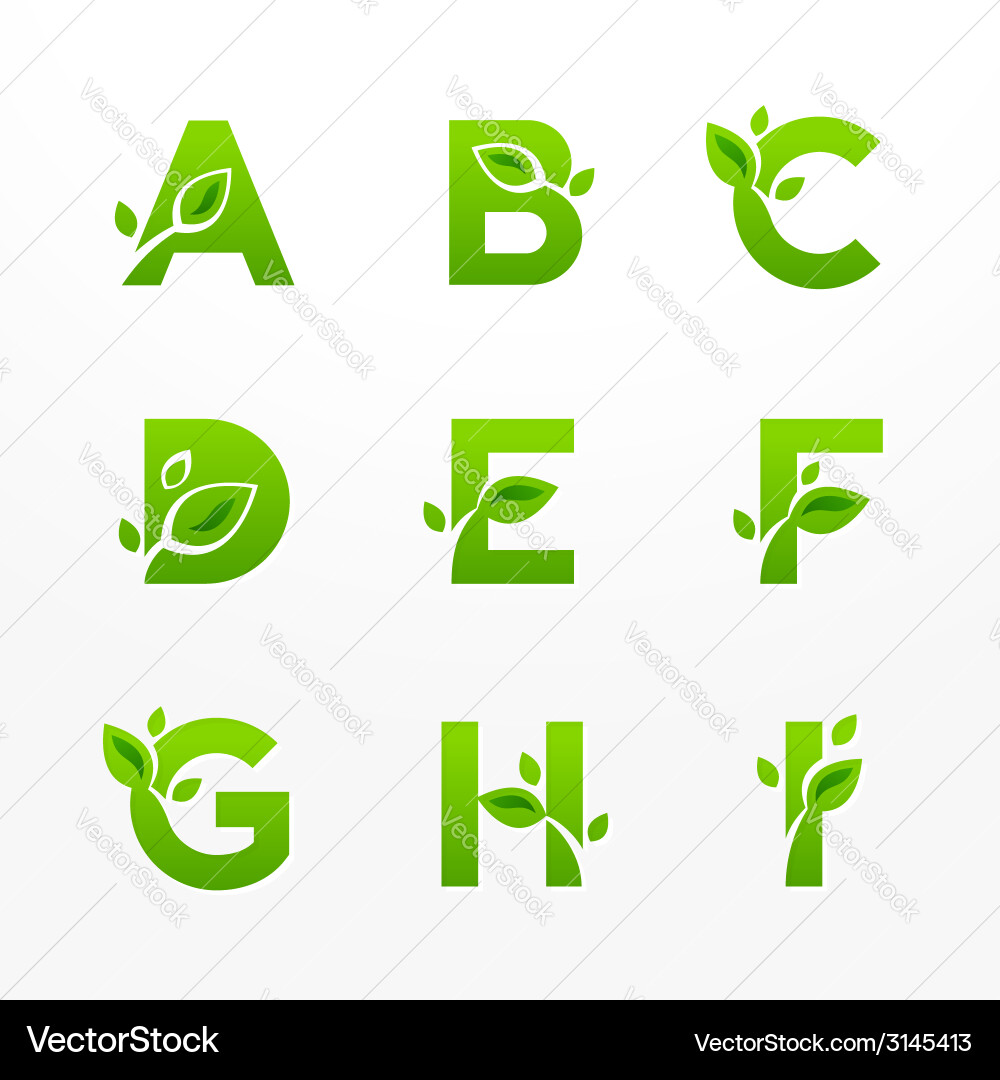 Green Eco Letter Logo Set Royalty Free Vector Image