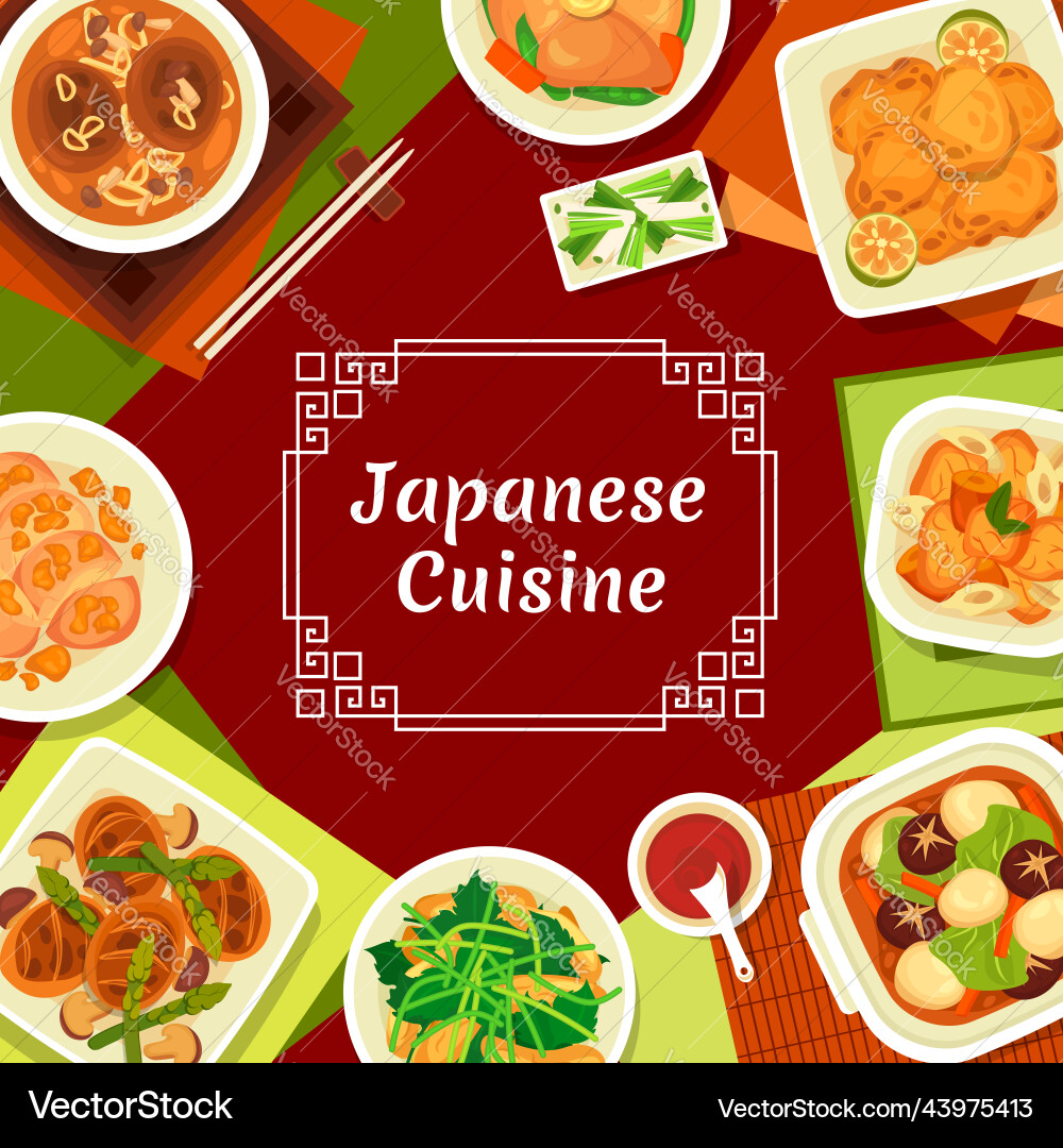 Japanese cuisine menu cover japan meals Royalty Free Vector