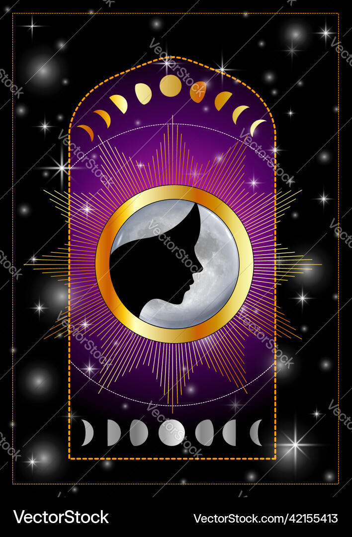 Moon goddess sacred magic phases Royalty Free Vector Image