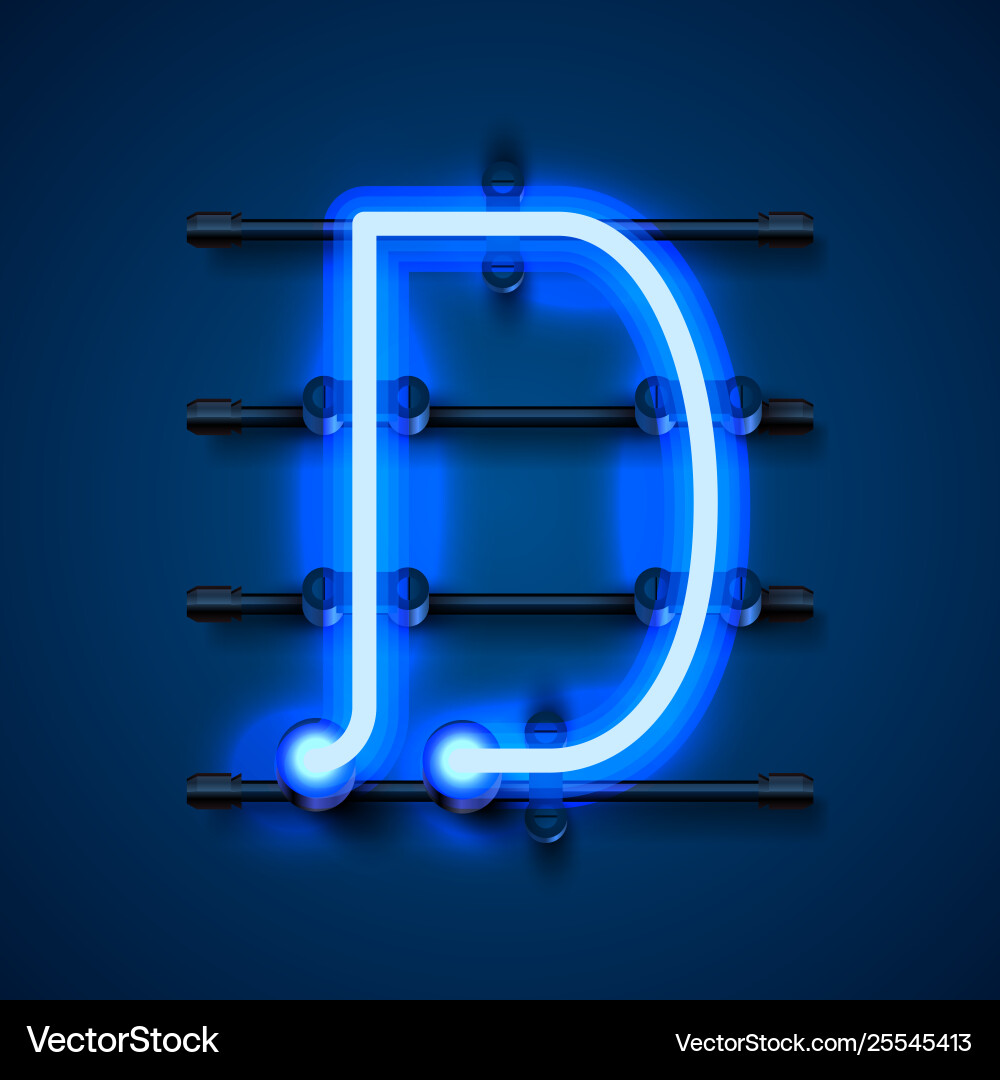 Neon Letter D Art Signboard Royalty Free Vector Image