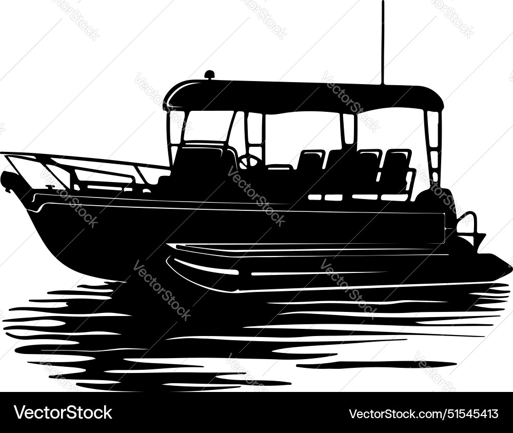 Pontoon boat silhouette Royalty Free Vector Image