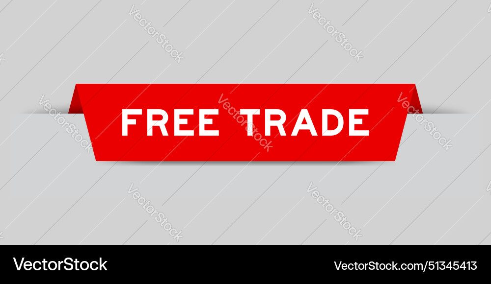 Red color inserted label with word free trade Vector Image