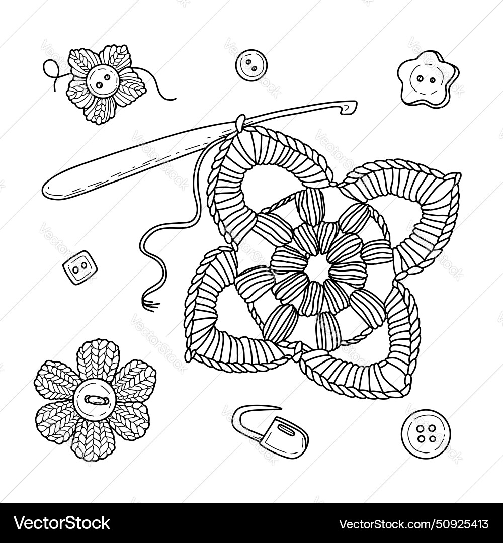 Set of crochet elements Royalty Free Vector Image