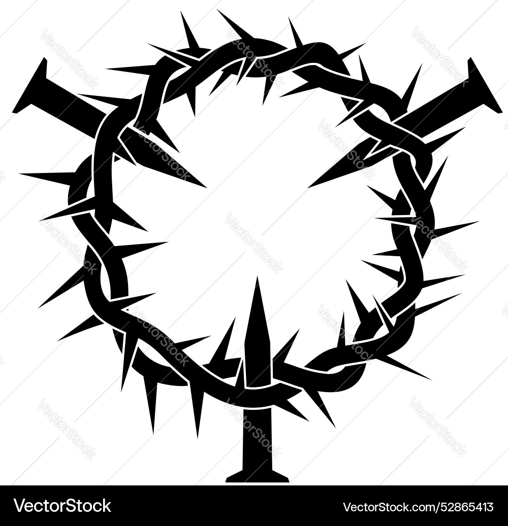Simple crown of thorns with 3 nails Royalty Free Vector