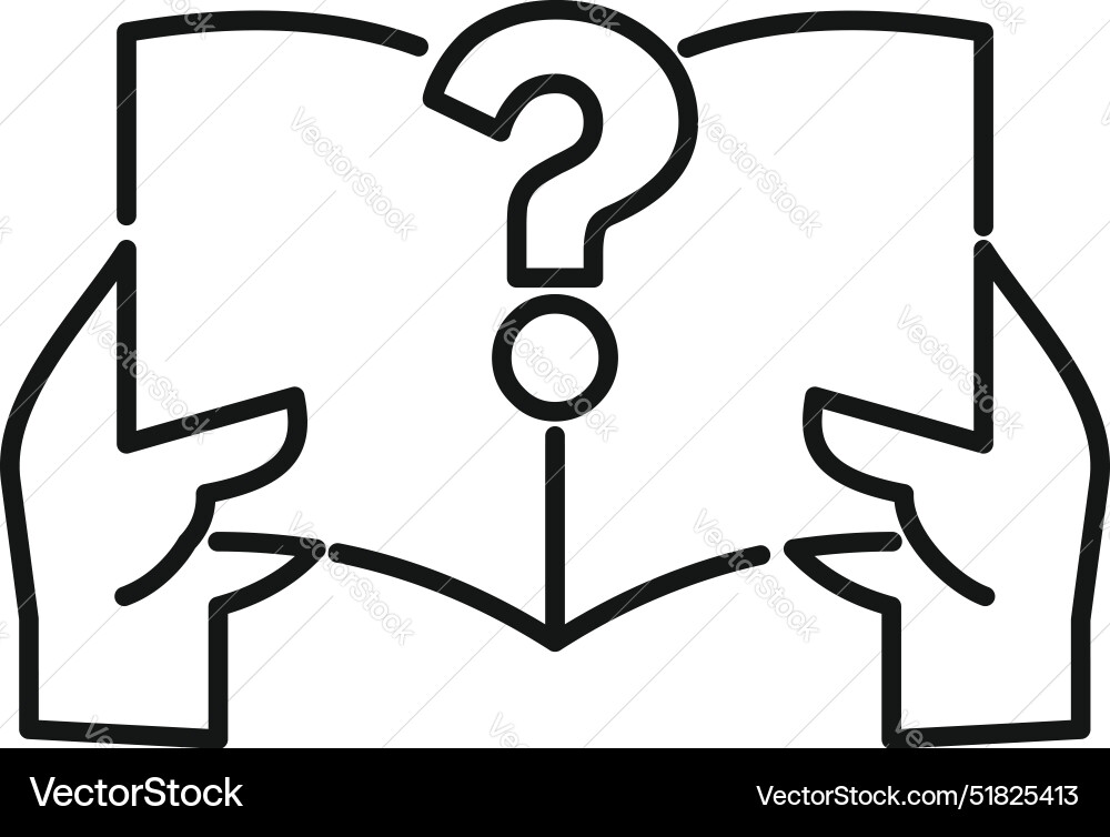 Student holding open book with question mark Vector Image