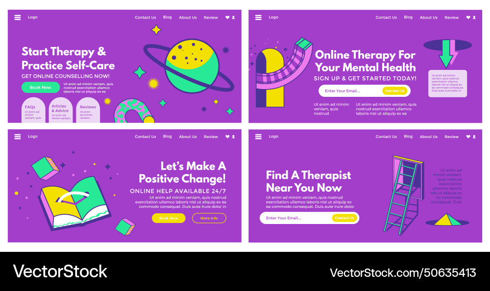 Web banner set for therapist service advertising Vector Image