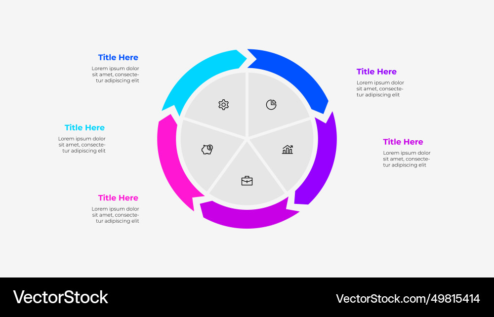 5 Part Cycle Diagram - Infographic Template Vector Image