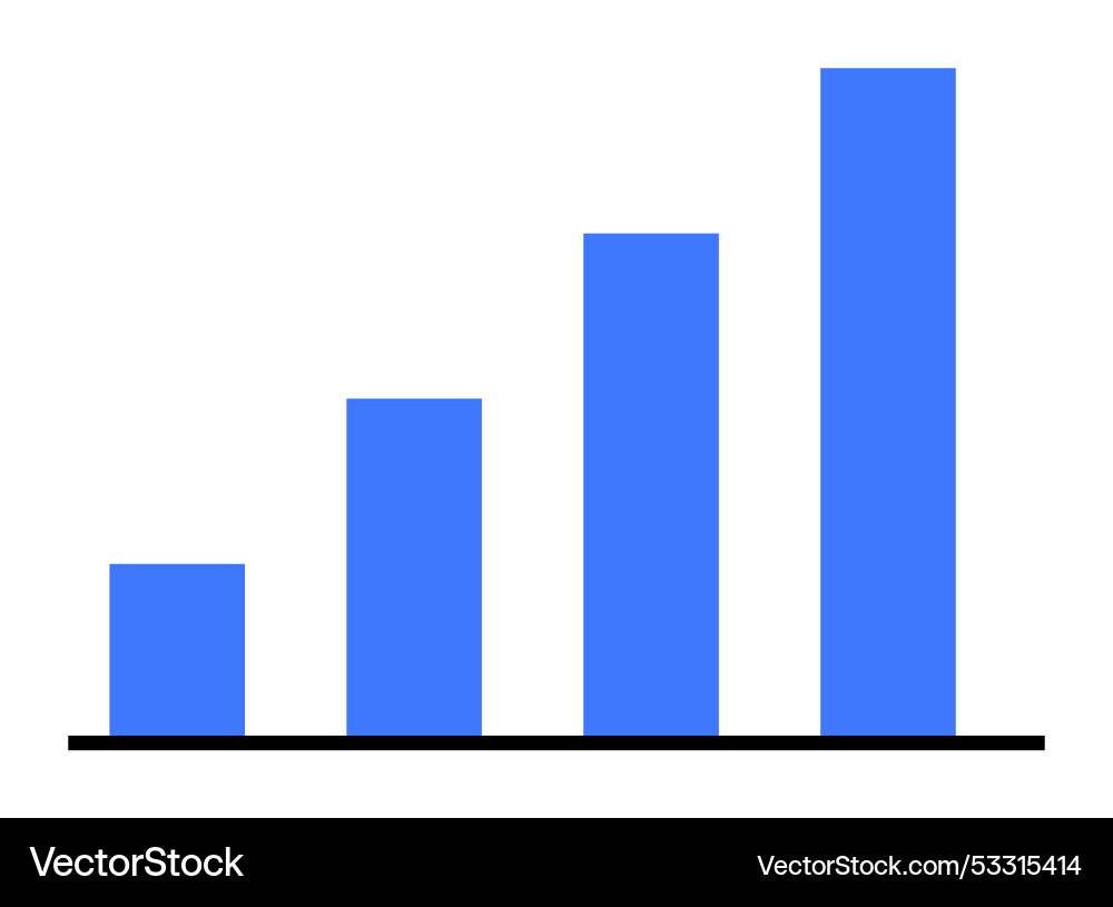 Blue bar chart showing increasing growth on white Vector Image