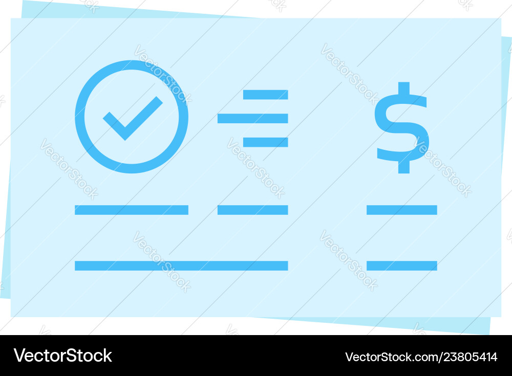 Blue Money Cheque - Finance Concept Royalty Free Vector