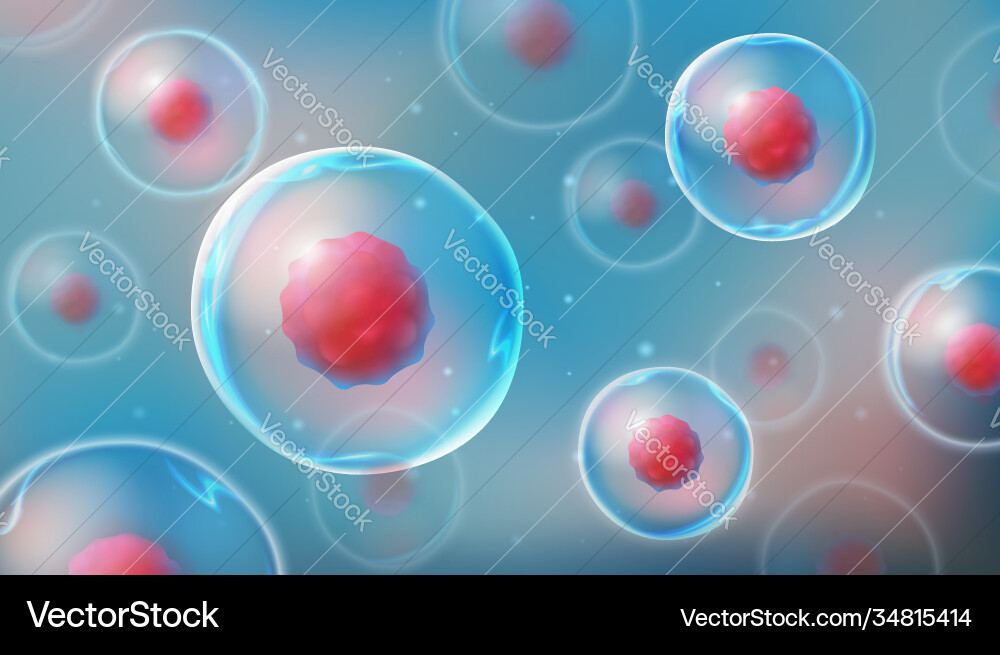 Cells under a microscope research stem Royalty Free Vector