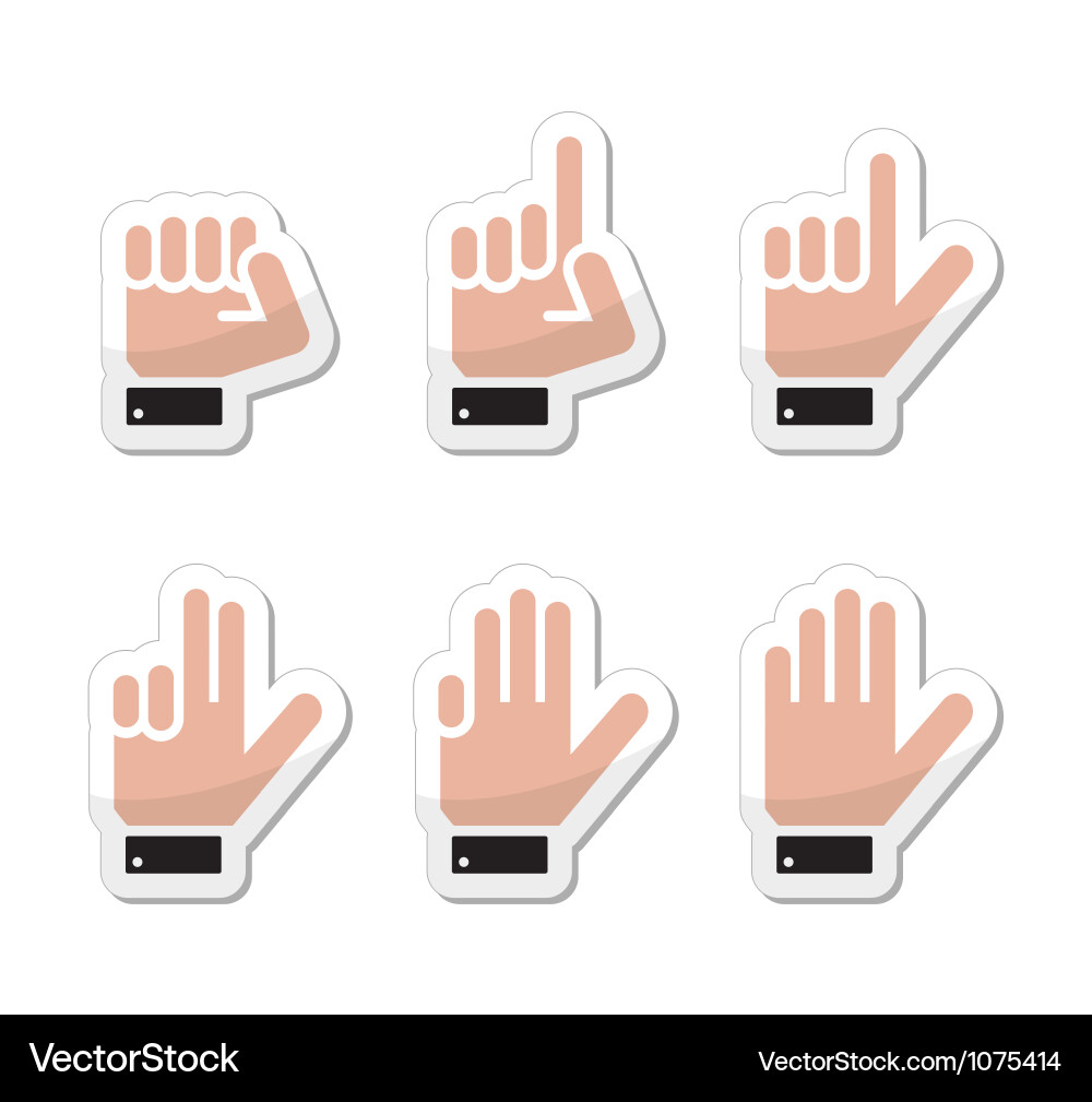 Counting hand signs as labels - isolated Vector Image