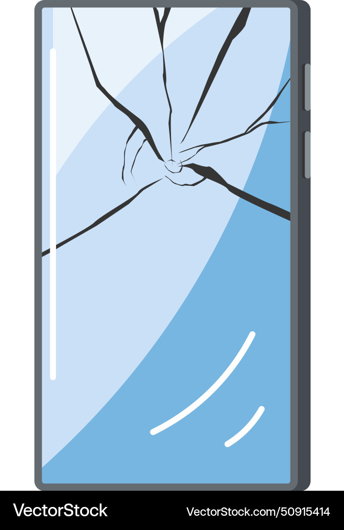 Damaged smartphone with broken screen glass Vector Image