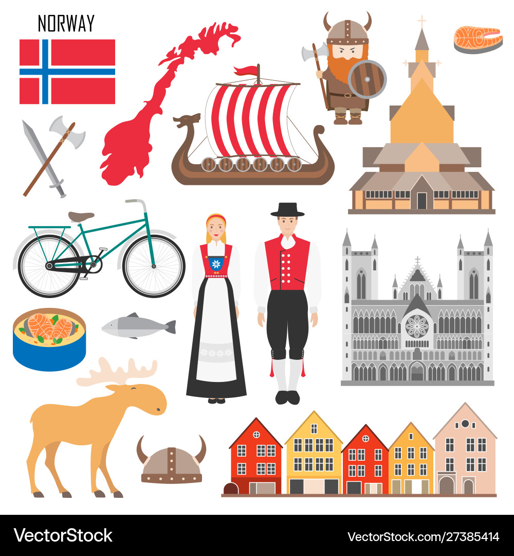 Norwegian Symbols & Icons Royalty Free Vector Image