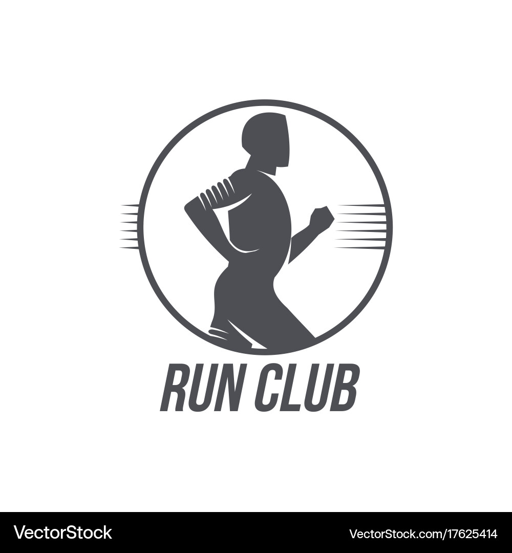 Run club logo template with side view jogging man Vector Image