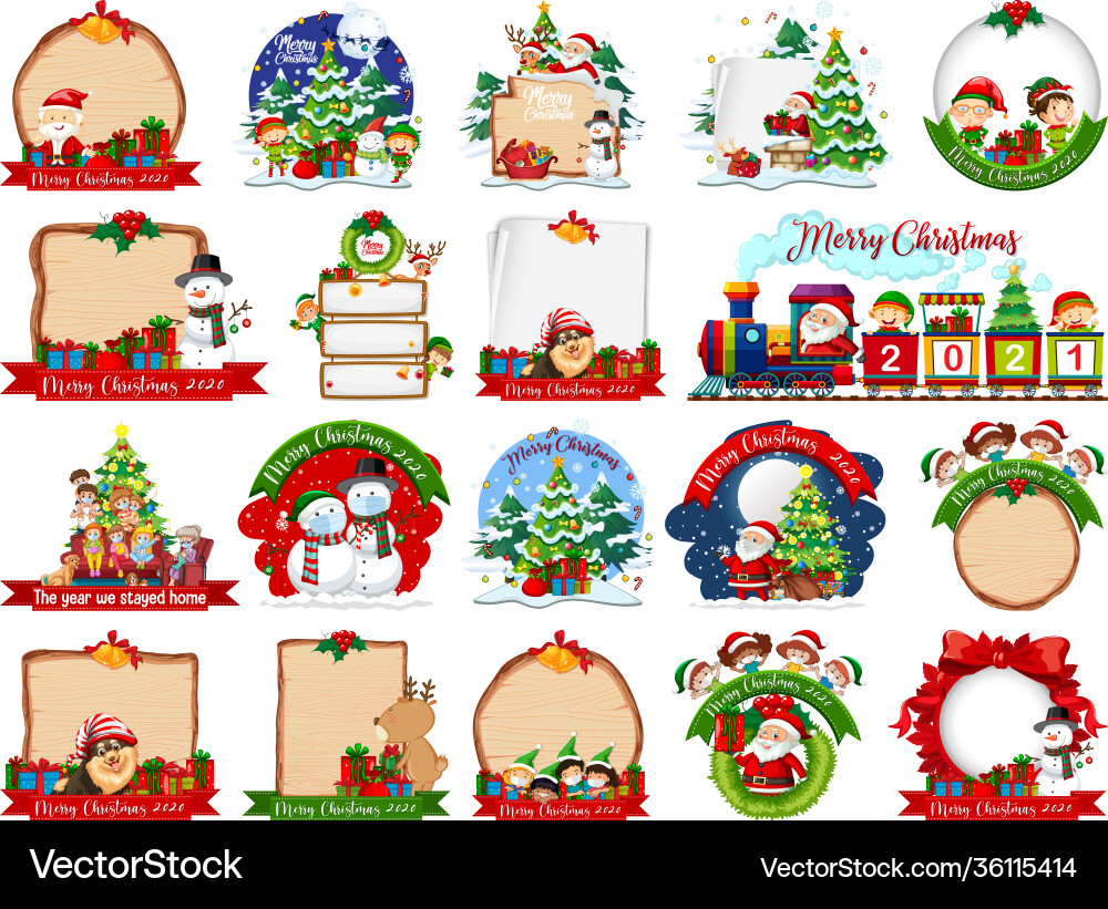 Set blank christmas card template isolated Vector Image